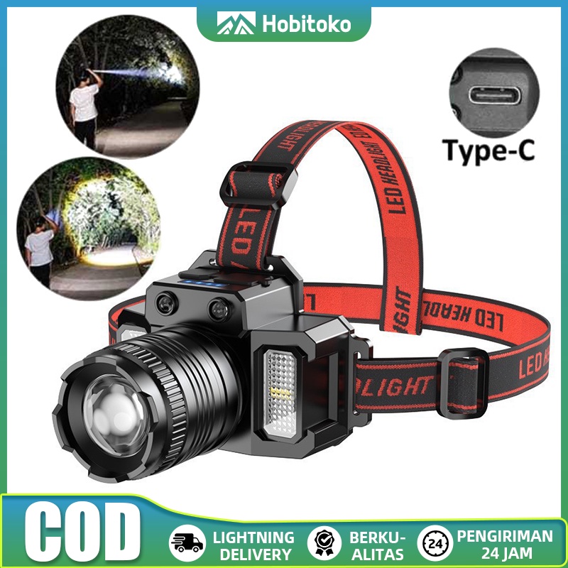 Jual Lampu depan GAGALU, lampu depan sensor cahaya kuat, zoom, pengisian daya USB, 6 mode cahaya ...