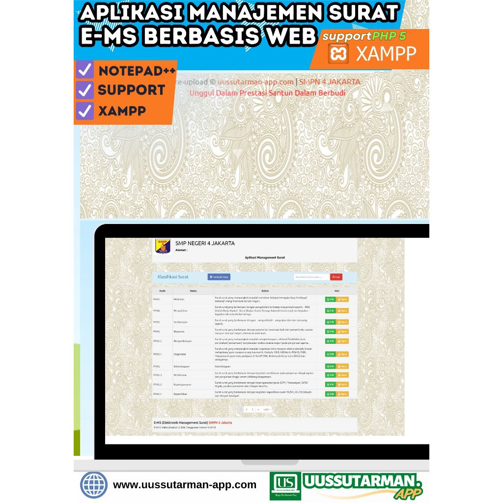 Jual Source code Aplikasi Manajemen Surat Untuk Administrasi Sekolah - PHP 5.5 ( Support Hosting ...