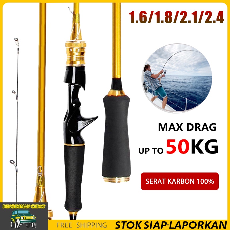 Jual COD 1.6m 1.8m 2.1m 2.4 m joran pancing carbon asli kuat 50kg,pancing lengkap pancing bc 1 ...