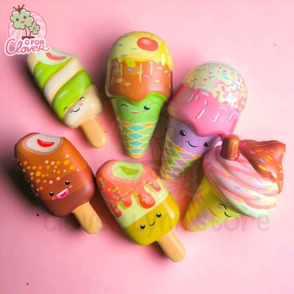 Jual SQUISHY ICE CREAM WITH CUTE EMOTICON es cream lucu karakter food ...