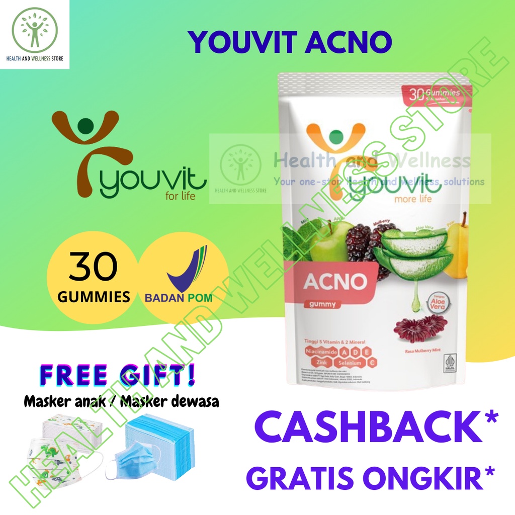 Jual YOUVIT ACNO 30 GUMMY JERAWAT NIACINAMIDE ALOE VERA KECANTIKAN KULIT | Shopee Indonesia