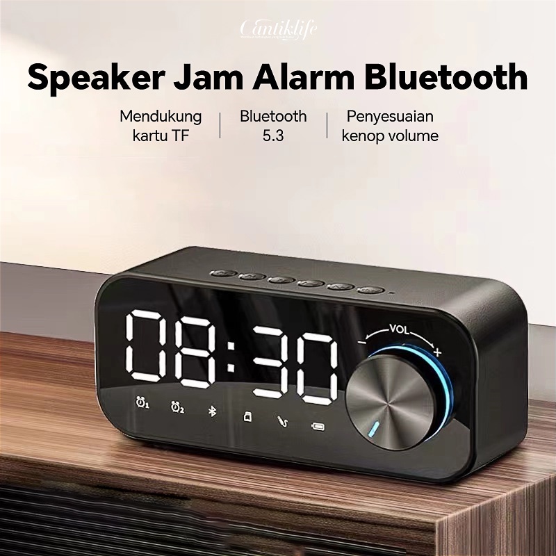 Jual (COD) Speaker Bluetooth Portable Bass speaker Jam Alarm Clock LED ...