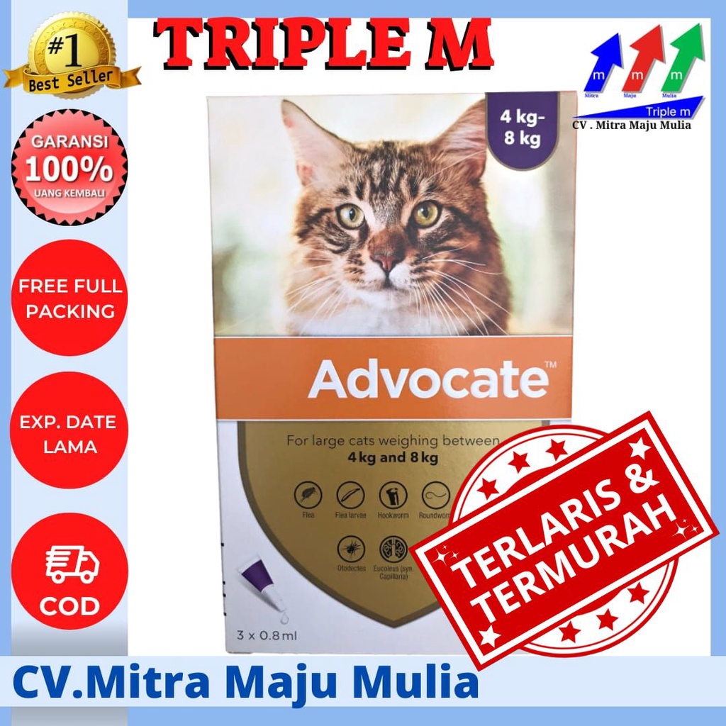 Jual ADVOCATE CAT KUCING LARGE 4-8 kg 1 Pipet - Obat Kutu Cacing Kucing ...