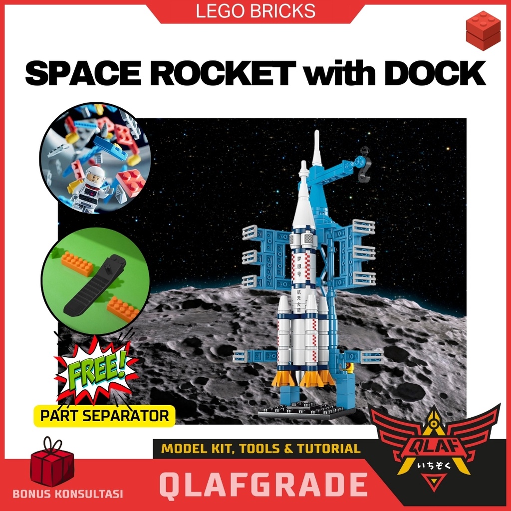 Jual Lego bricks SPACE ROCKET with DOCK mainan luar angkasa lelebrother ...