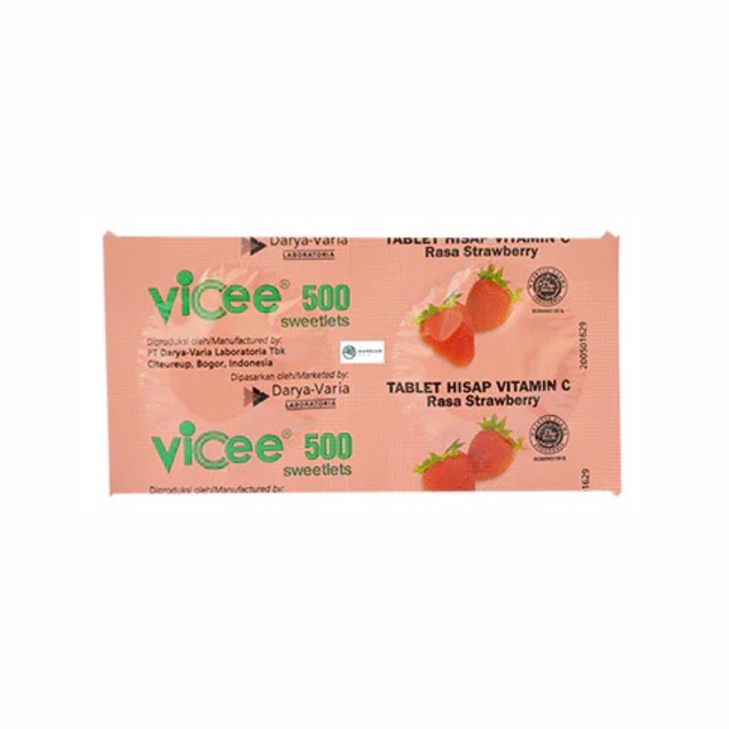 Jual Vicee 500 Mg Tablet Hisap Vitamin C Strawberry Strip Isi 2 Tablet ...