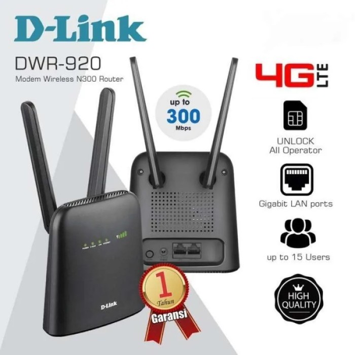 Jual D-Link DWR-920 Wireless N300 4G/LTE Wireless Gigabit Modem Router | Shopee Indonesia