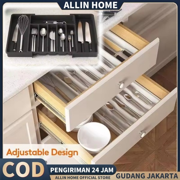Jual Expandable Cutlery Tray Laci Penyimpanan Alat Makan / Drawer ...