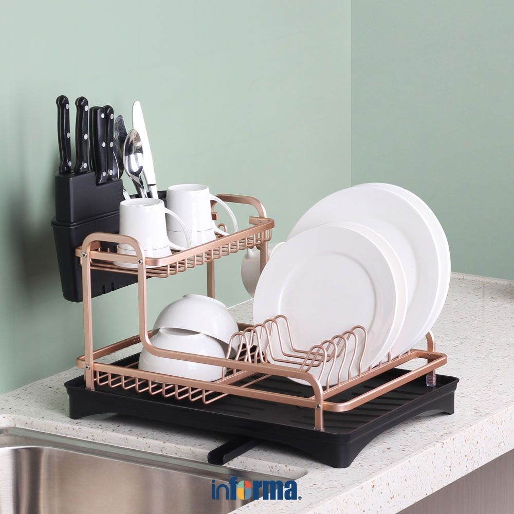 Jual Informa Sydney Rak Piring 2 Tingkat - Gold Dish Rack Tempat ...
