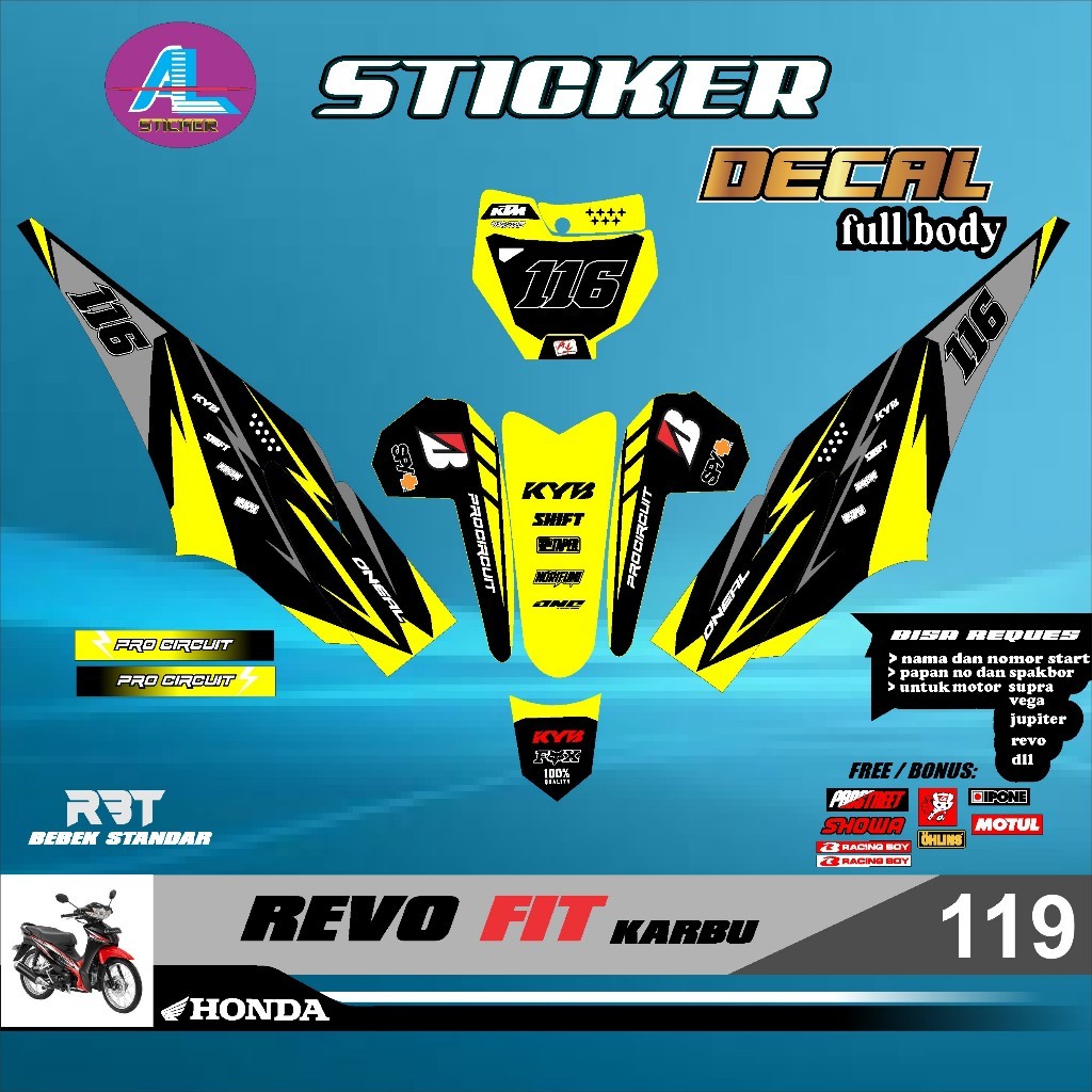 Jual Striping Rbt Revo Fit Karbu Motor Rbt Bebek Modif Supermoto Yz Crf ...
