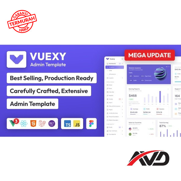 Jual Vuexy - Vuejs, React - Next.js, HTML, Laravel & Asp.Net Admin Dashboard | Shopee Indonesia