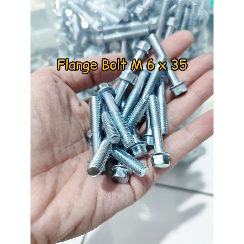 Jual 10 pcs Baut Flange Bolt Blok mesin M6x35 kunci 8 | Shopee Indonesia