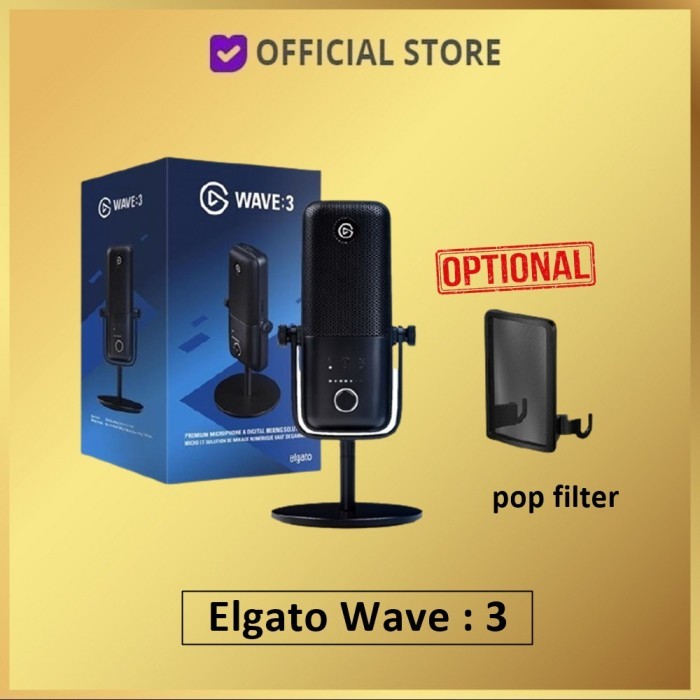 Jual Elgato Wave:3 Mic Wave 3 Premium Microphone Dital Wave3 - Mic Only, Black | Shopee Indonesia