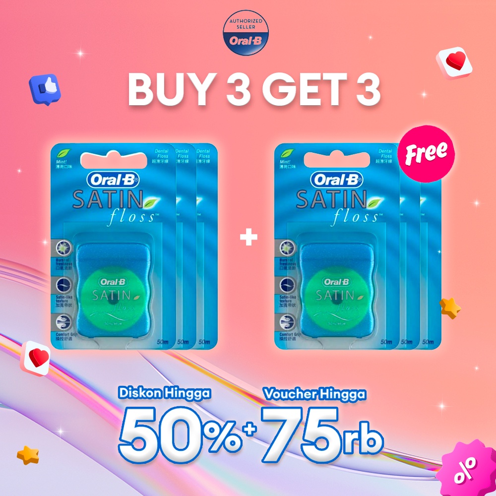 Jual Oral-B Dental Floss Benang Gigi Satin 50M x 6 pcs | Shopee Indonesia