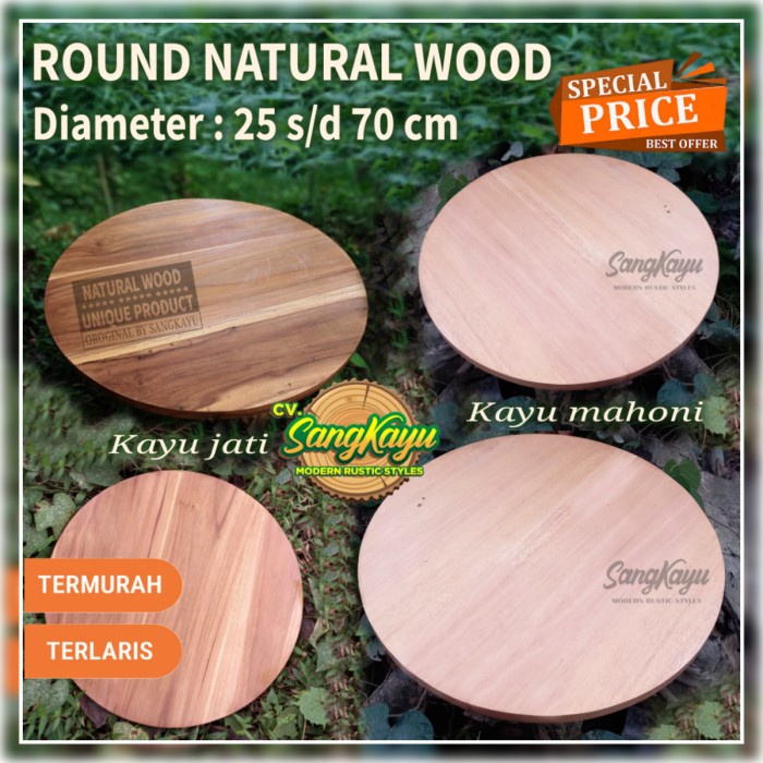 Jual Papan kayu bulat 55 cm round wood board daun meja nampan tatakan ...