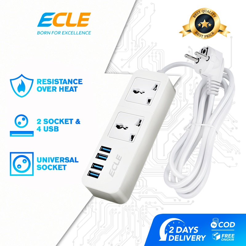 Jual Elektronik ECLE Colokan Listrik Stop Kontak Original Power Strip 2 Power Socket 4 Smart USB ...