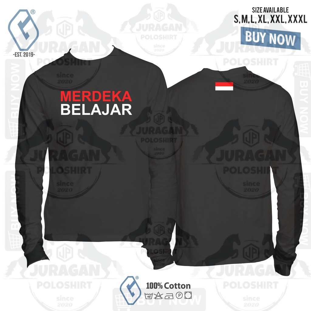 Jual kaos merdeka belajar panjang / baju merdeka belajar lengan panjang ...