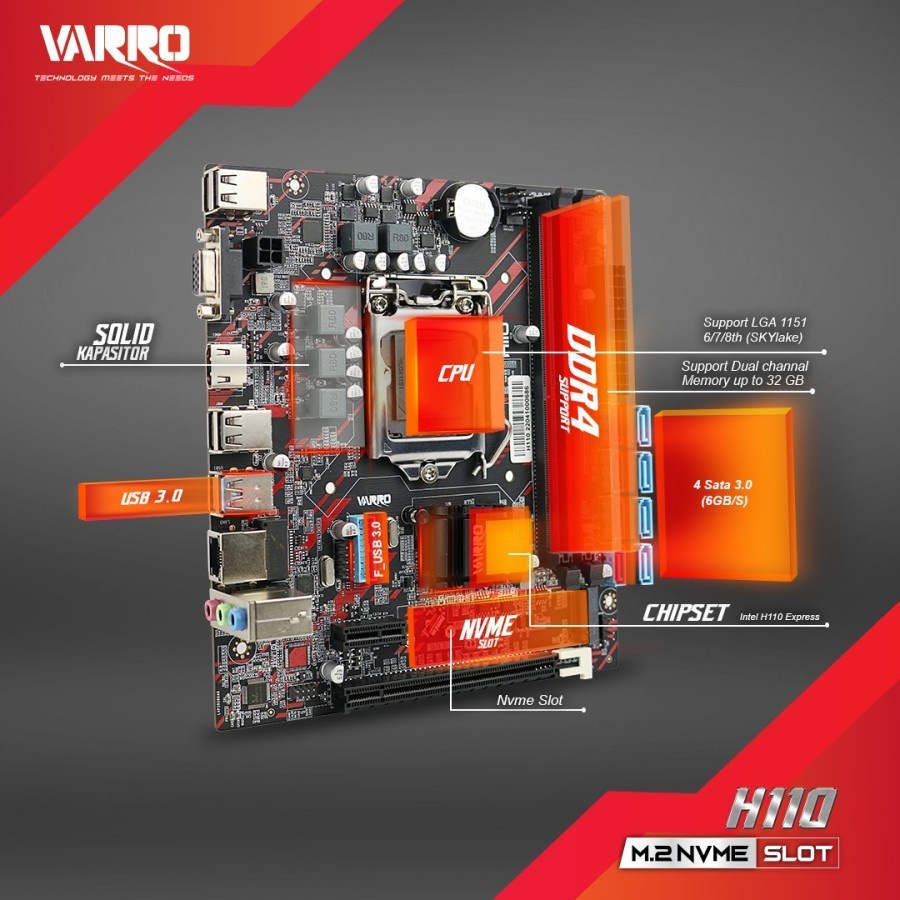 Jual PT- Motherboard VARRO H110 NVME | Shopee Indonesia