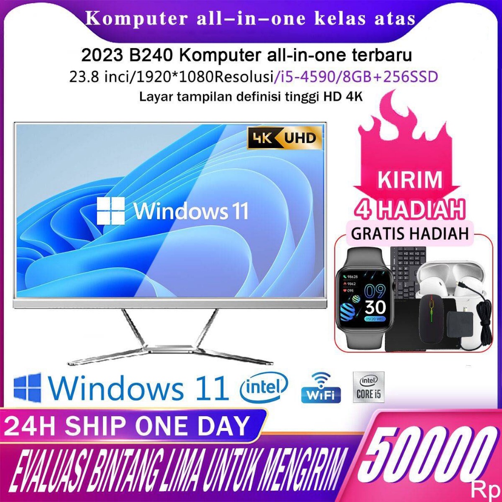 Jual 2023 New Lenovo PC Laptop Baru Asil All in One computer Win11 23.8 inci FHD IPS Core i5/i7 ...