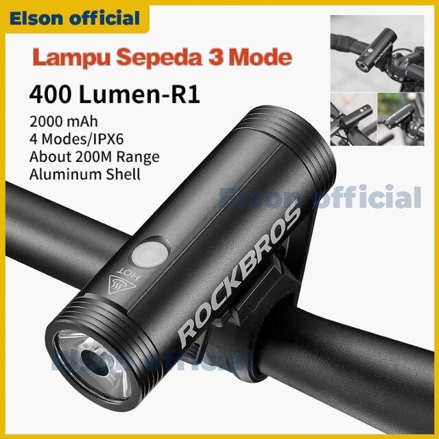 Jual Lampu Sepeda USB Rechargeable 2000mAh 400 Lumens - Rockbros R1-400 ...