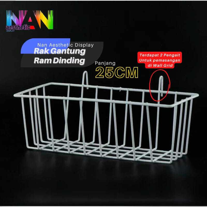 Jual Keranjang besi gantung ram minimalis 25cm rak kesi 25 putih hitam ...