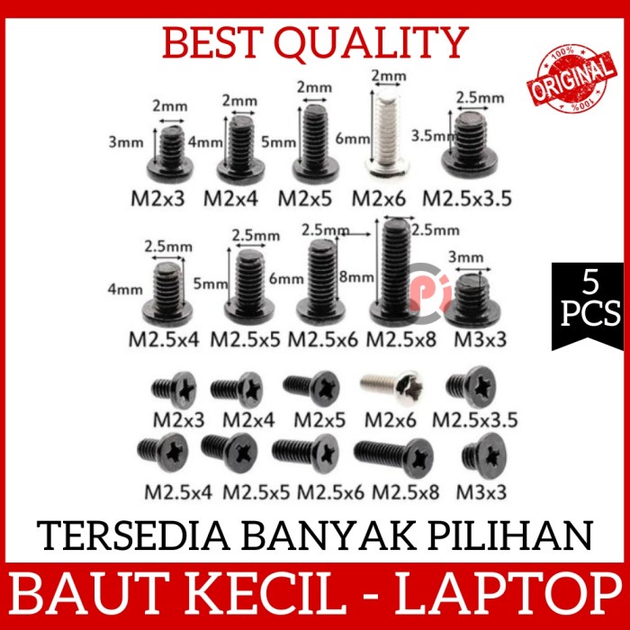 Jual Isi 5 Pcs Baut Kecil Laptop Notebook Banyak Pilihan Ukuran M2 M2.5 ...