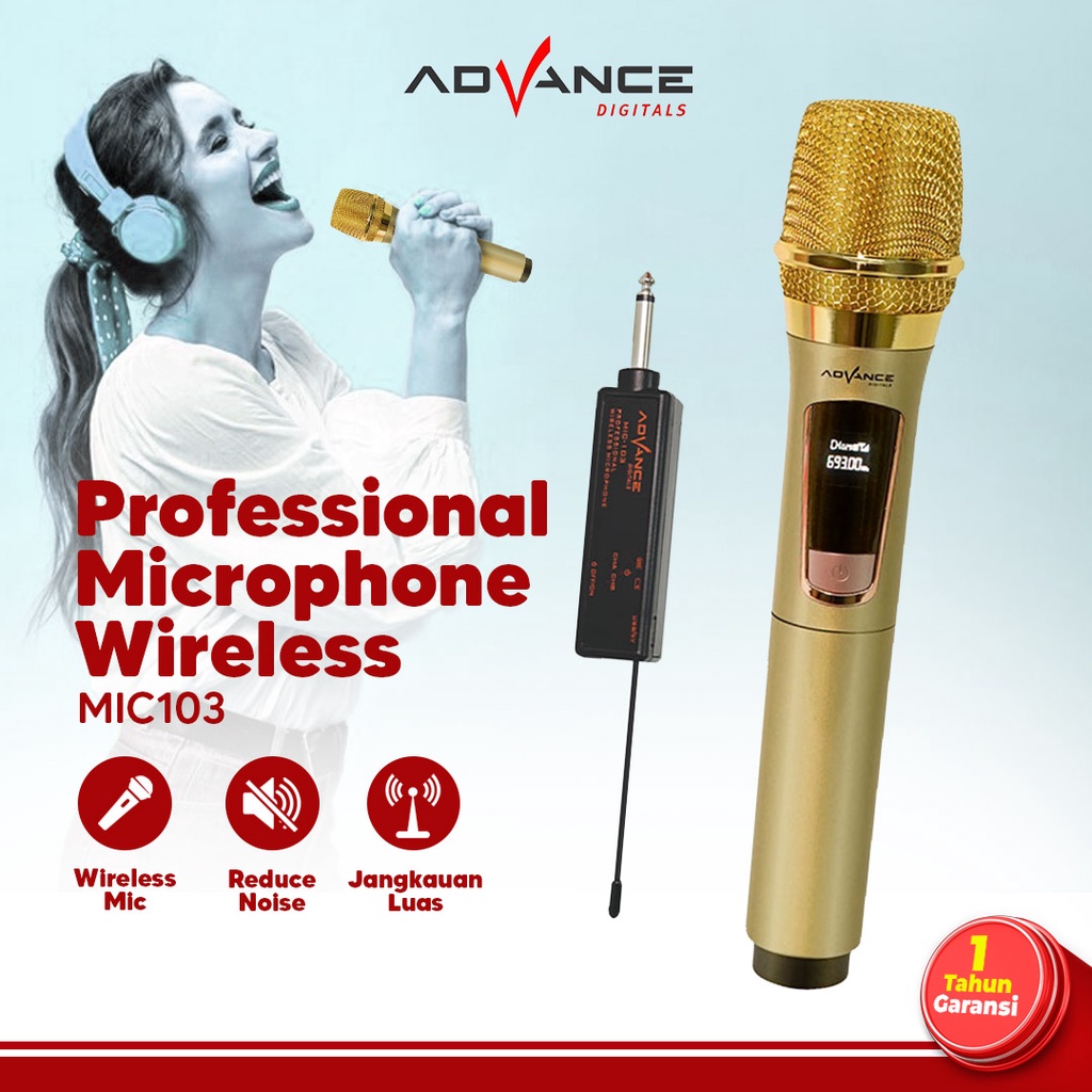 Jual ADVANCE Wireless Microphone MIC-101/102/103 Mikrofon Tanpa Kabel Mic Karaoke UHP Ganda ...