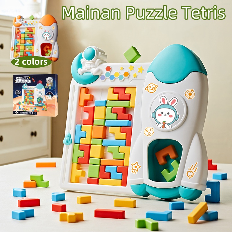 Jual Mainan Anak Tetris/Mainan Puzzle Tetris Balok Tangram Desain Roket ...