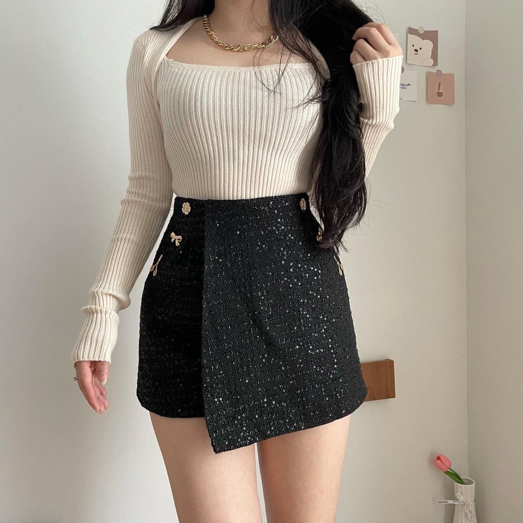 Jual MODAMYTH LB15 - TWEED SKIRT PREMIUM CELANA ROK KOREAN STYLE WANITA ...