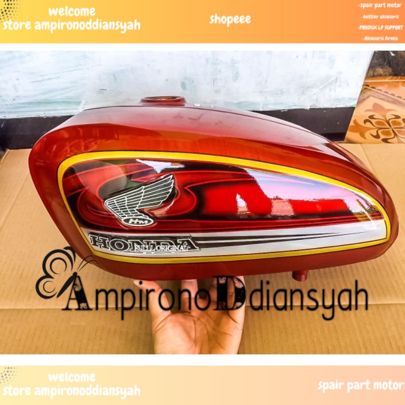 Jual tangki honda tangki cb 100 tangki preess tangki grafis merah ...