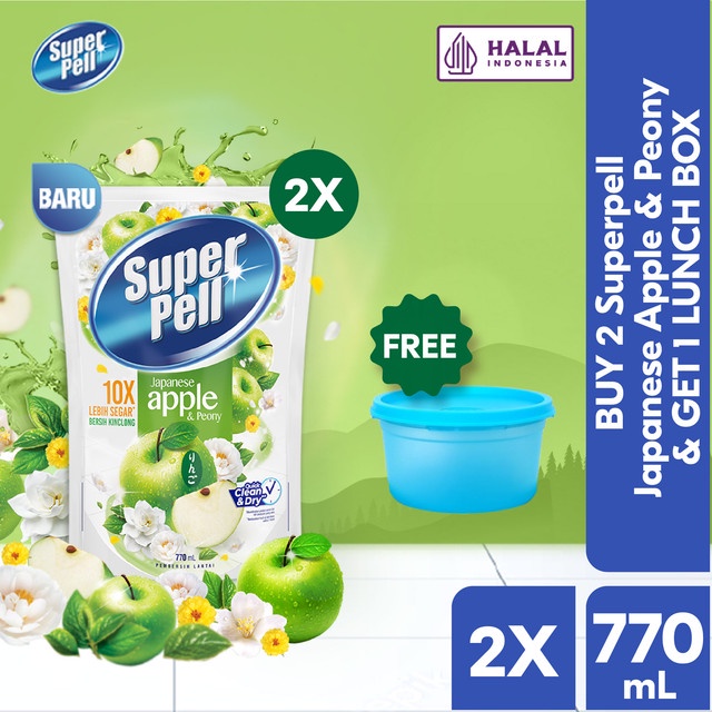 Jual Beli 2 Super Pell Apple 770ml GRATIS 1 Lunch Box | Shopee Indonesia