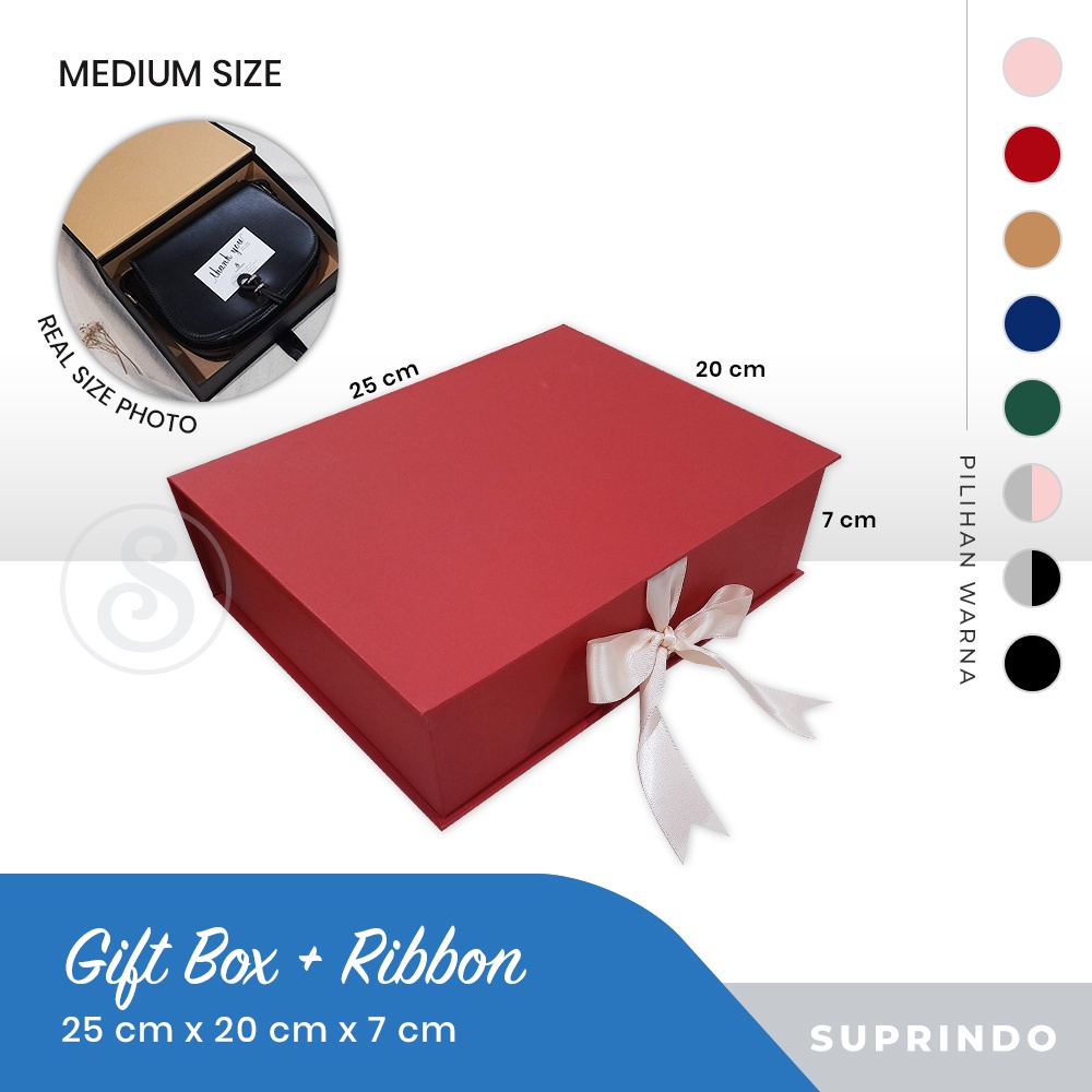 Jual Kotak Kado/Giftbox Pita uk. 25 x 20 x 7 cm | Shopee Indonesia