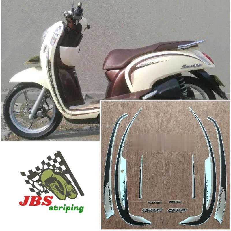 Jual Striping Honda Scoopy stylish putih cream tahun 2013 2014 stiker ...