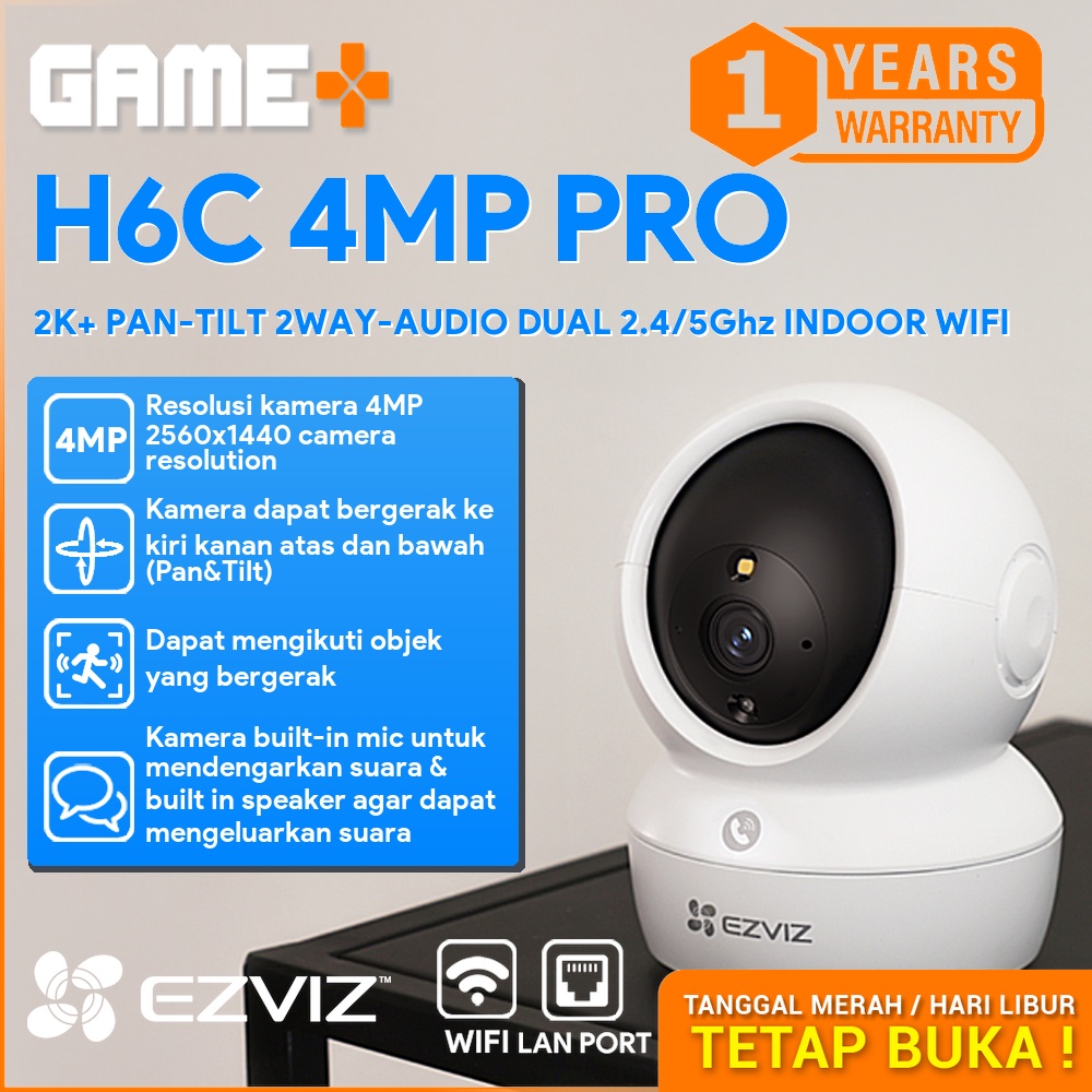 Jual EZVIZ H6C 4MP PRO 2K+ PAN-TILT 2WAY-AUDIO DUAL 2.4/5GHZ INDOOR ...