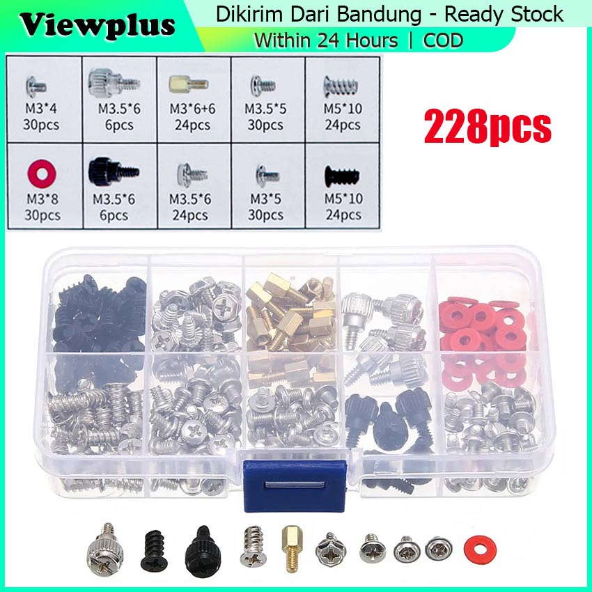 Jual 228Pcs Baut Skrup Casing Komputer Baut Thumbscrew Tutup Casing PC ...