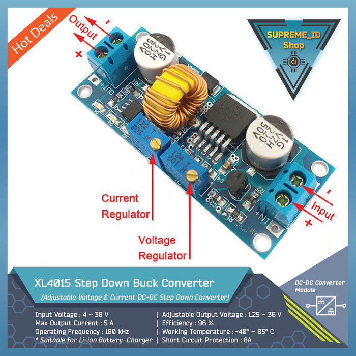 Jual XL4015 DC-DC Step Down Buck Converter + Adjustable Current | 5A 75W | Shopee Indonesia