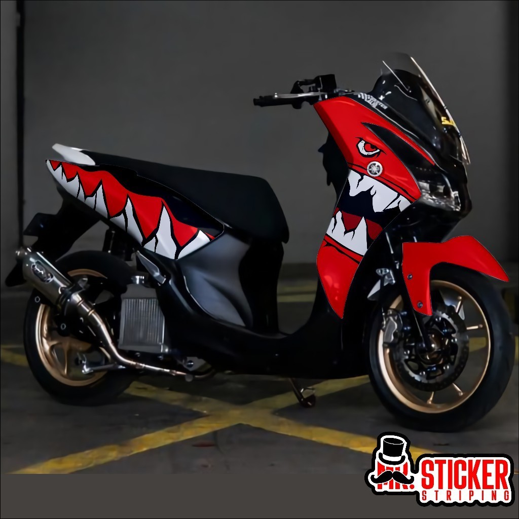Jual decal yamaha lexi full body custom sticker free design motif shark ...