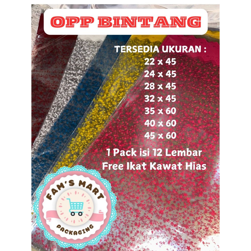 Jual Opp Bintang Souvenir 22x45 24x45 28x45 32x45 35x60 40x60 45x60 ...