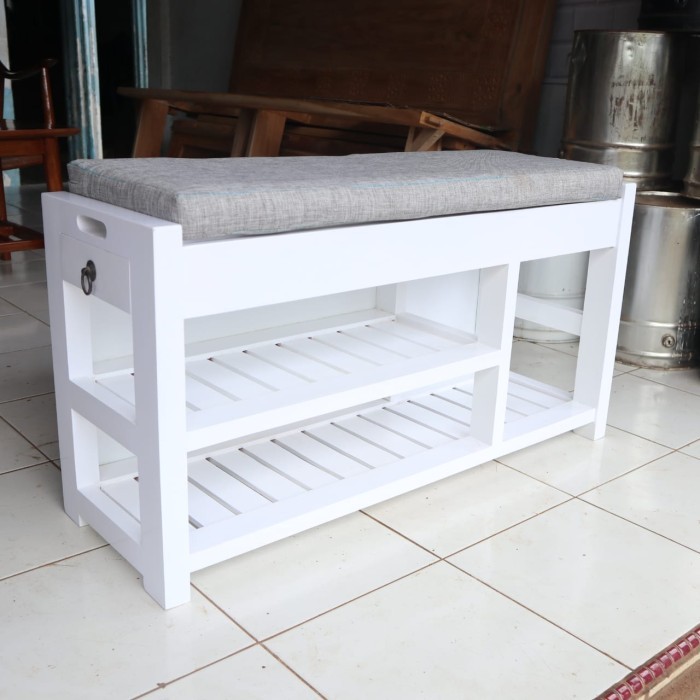 Jual Rak Sepatu Minimalis Kayu Jati 2 Laci - Kursi Sofa - Bench ...