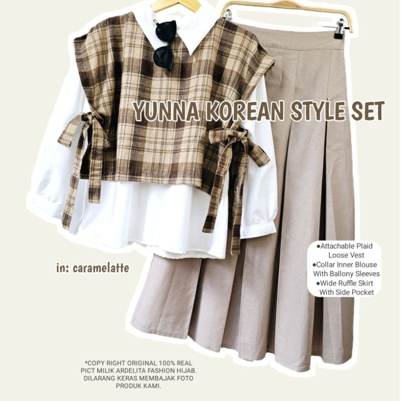 Jual JK77BM ARDELITA - Yunna 3IN1 Set Korean Style Hijab OOTD Remaja Wanita Dewasa Keren ...