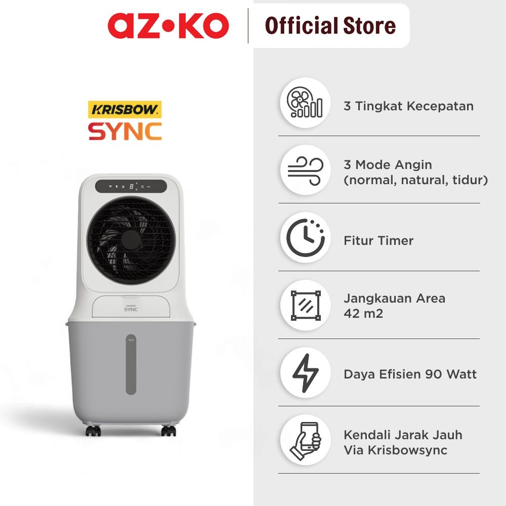 Jual AZKO Krisbow Sync 25 ltr Smart Air Cooler - Putih/Abu-Abu smart ...
