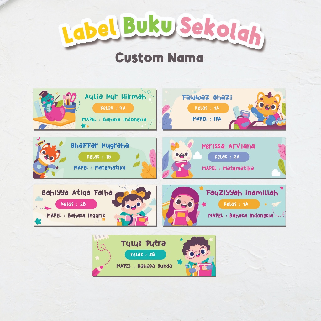 Jual Stiker Label Nama Custom Nama 20 pcs buku pelajaran Sekolah ...