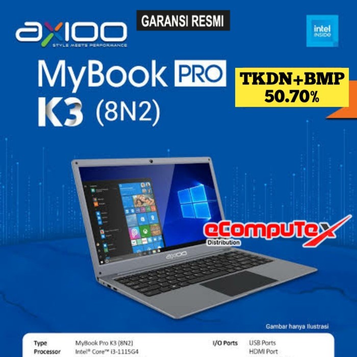 Jual LAPTOP AXIOO MYBOOK PRO K3 (8N2) i3 8GB 256GB 14"FHD IPS TKDN ...