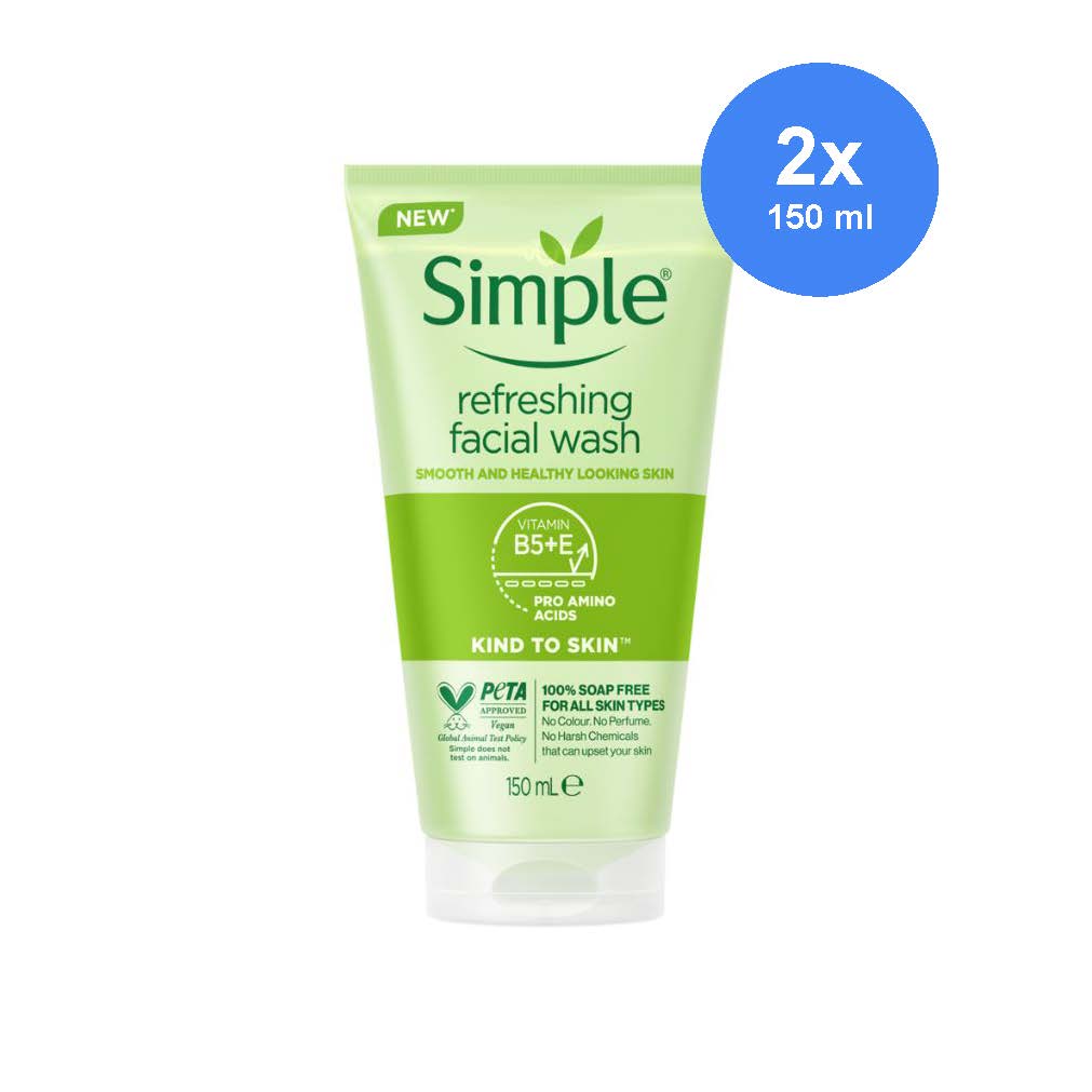 Jual Simple Facial Wash Gel Refreshing 150 ml x 2 | Shopee Indonesia