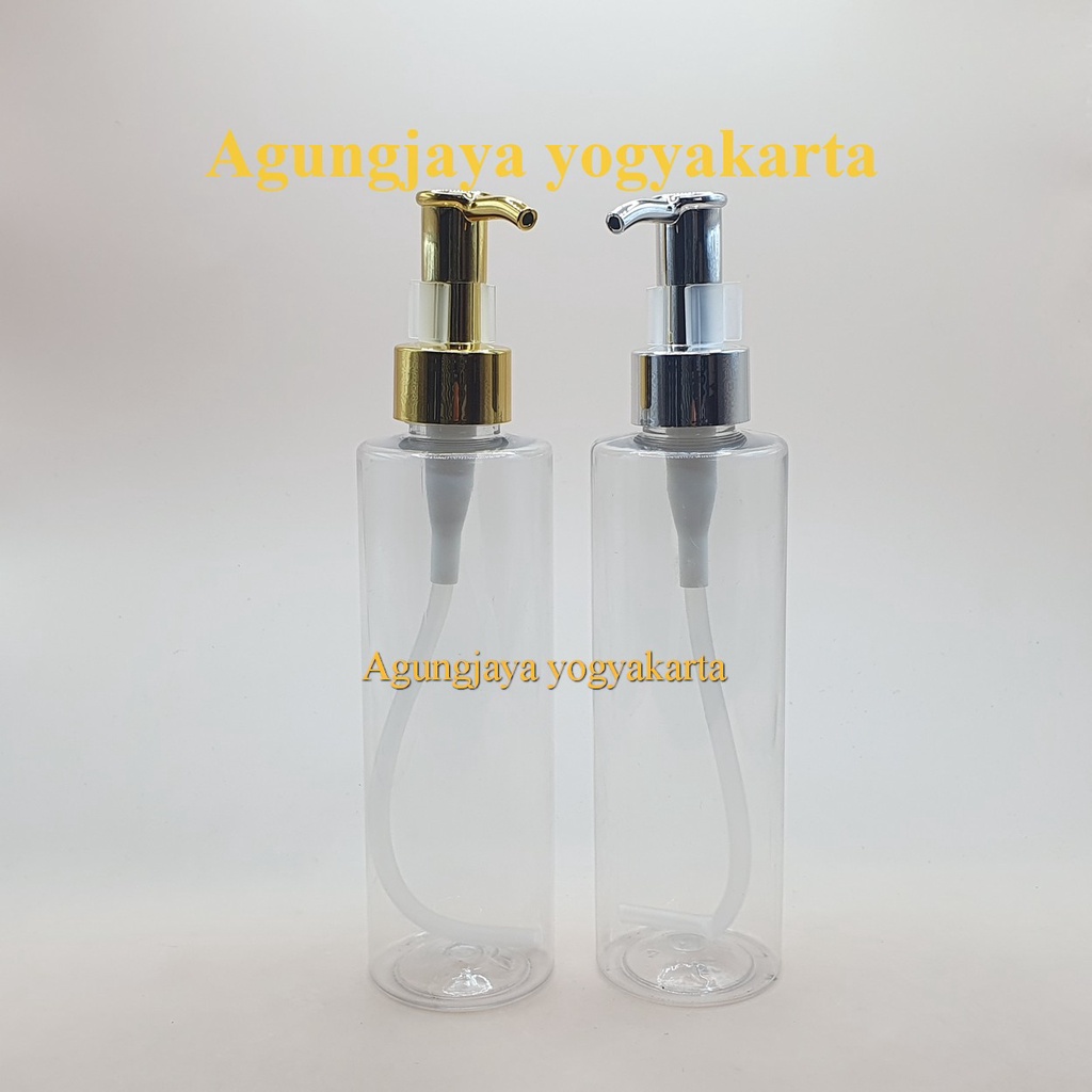 Jual Botol 220 ml Round Flat Natural Tutup Pump Lotion / Botol Plastik / Botol Pump / Botol ...