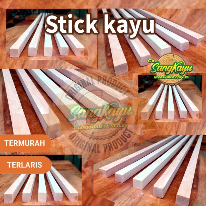 Jual Stik kayu papan list kayu 100x3x3 cm wooden stick bsf reng kayu ...