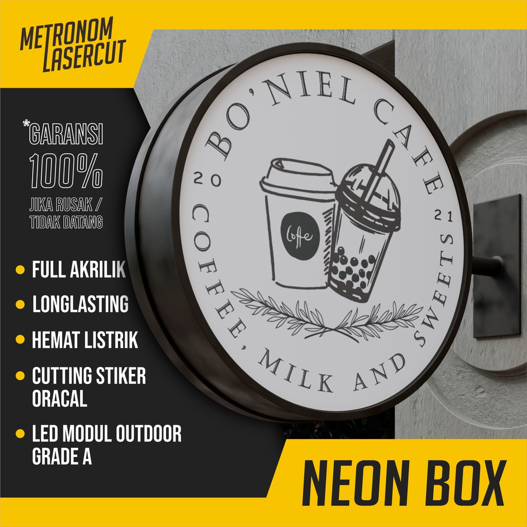 Jual Neon Box Akrilik 2 sisi OUTDOOR Bulat Custom | Shopee Indonesia