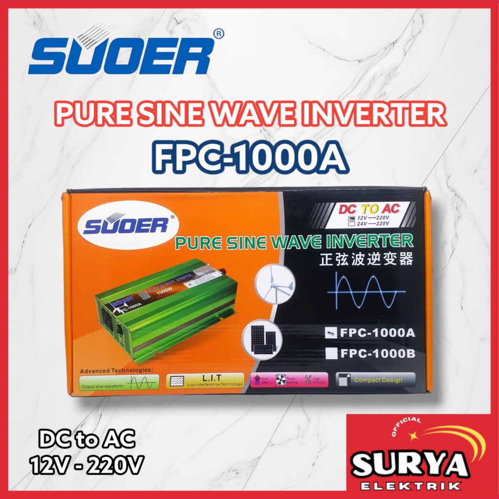 Jual Power Inverter SUOER DC To AC 1000W Watt PSW Pure Sine Wave FPC-1000A HDA-1000A | Shopee ...