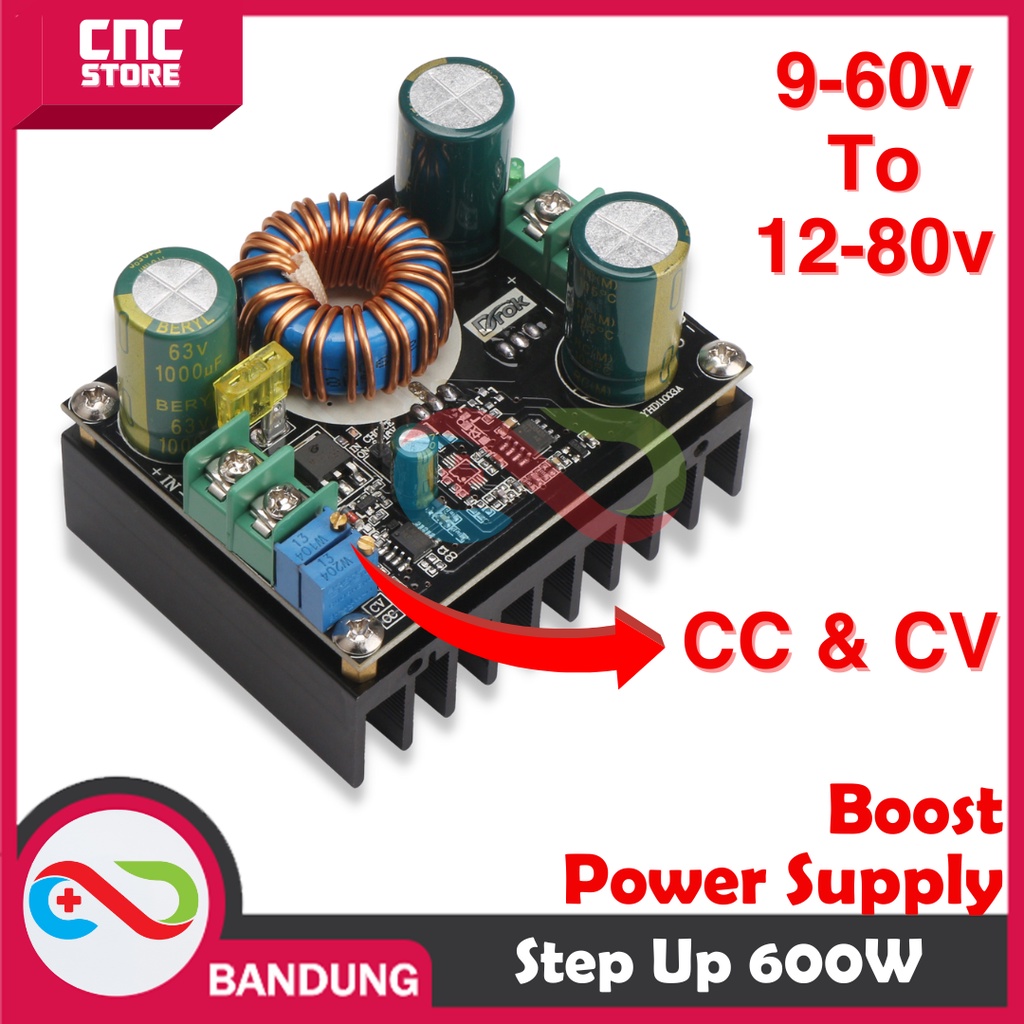 Jual STEP UP 600W CC CV 9-60V TO 12-80V DC BOOST POWER SUPPLY SOLAR ...