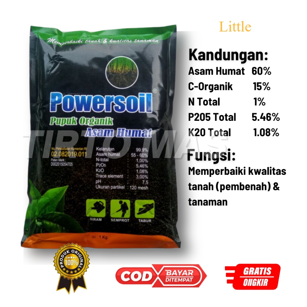 Jual POWERSOIL (Pupuk Pembenah Tanah) 1kg humic acid 60% / Asam Humat | Shopee Indonesia