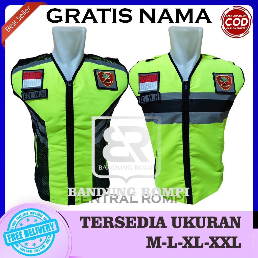 Jual Bandung_Rompi Rompi Linmas Variasi Iga Hitam/Palang Bahan Taslan ...